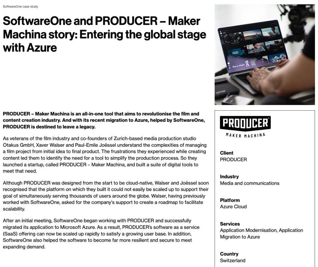 SoftwareONE: PRODUCER scales globally after move to Azure - PRODUCER